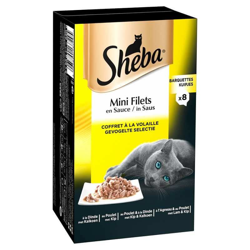 Sheba Mini Filets Gevogelte Selectie in saus natvoer kat (kuipjes 85 g ...