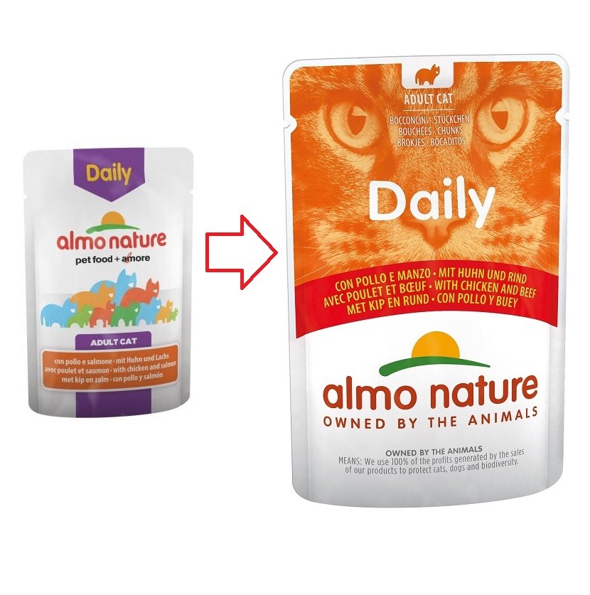 Almo Nature Daily met kip en rund natvoer kat | Heerlijk