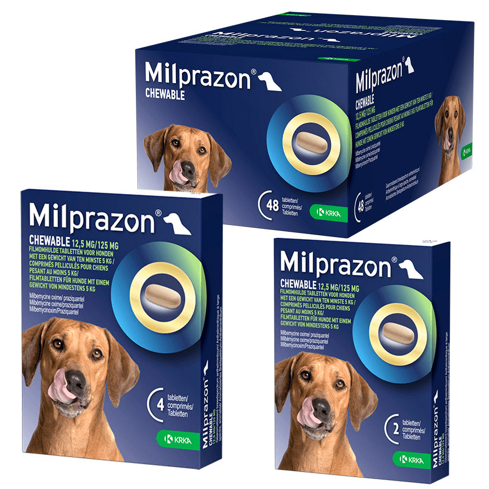 Milprazon Chewable hond 5+ kg (12,5 mg / 125 mg) | Voordelig