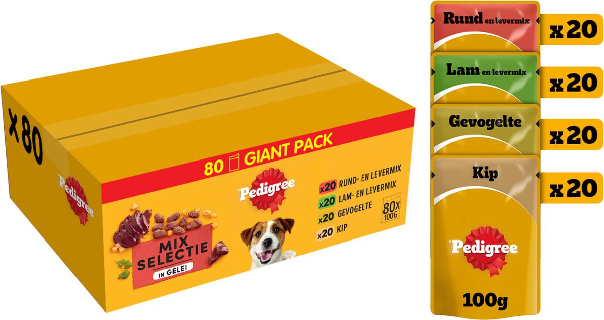 Pedigree Adult Selection in gelei multipack natvoer (100 g)