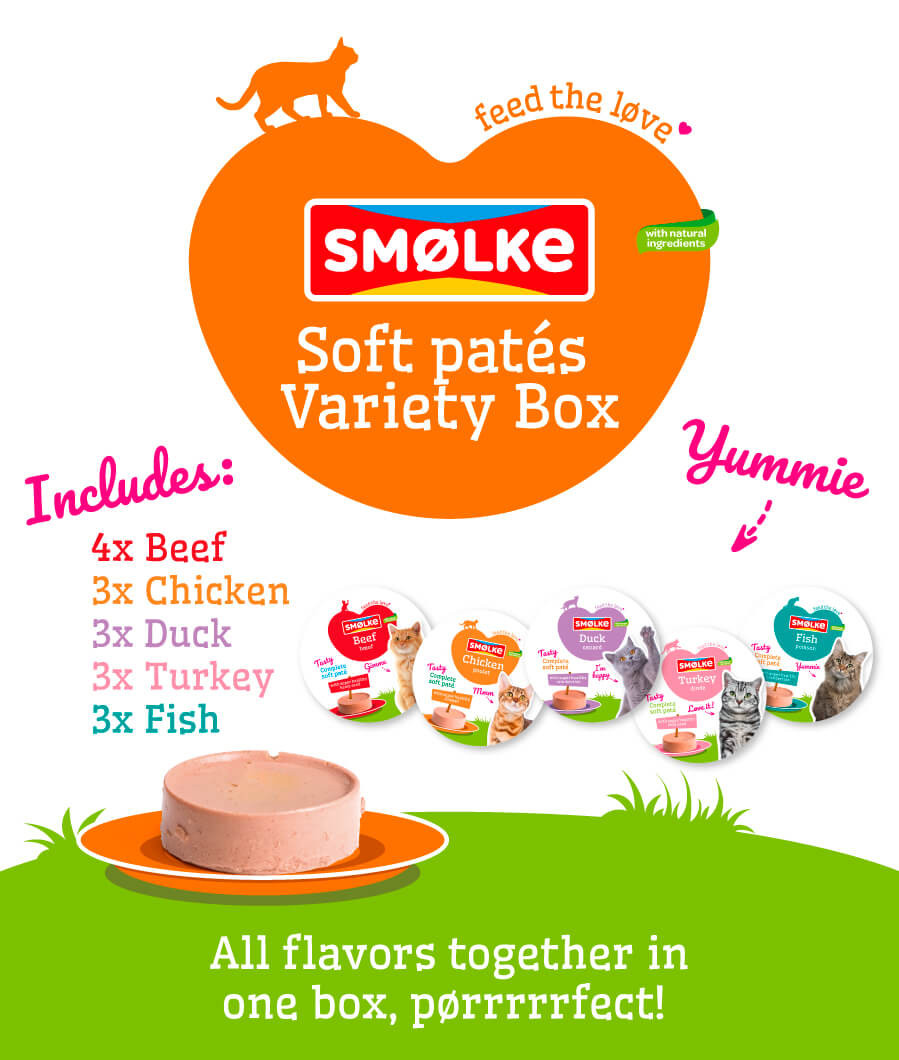 Smølke Soft Paté Variety Box combipack kattenvoer |Goedkoper bij